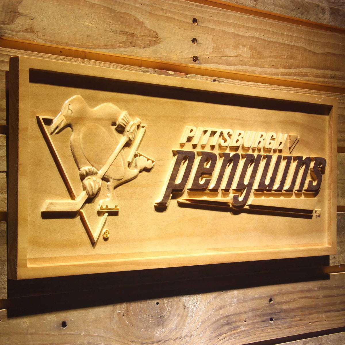 Pittsburgh Penguins Wooden Sign | PROLEDSIGN