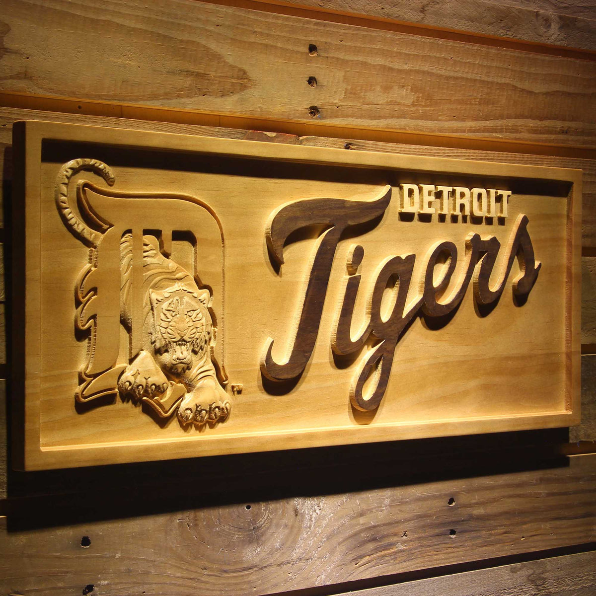 Detroit Tigers Wooden Sign | PROLEDSIGN