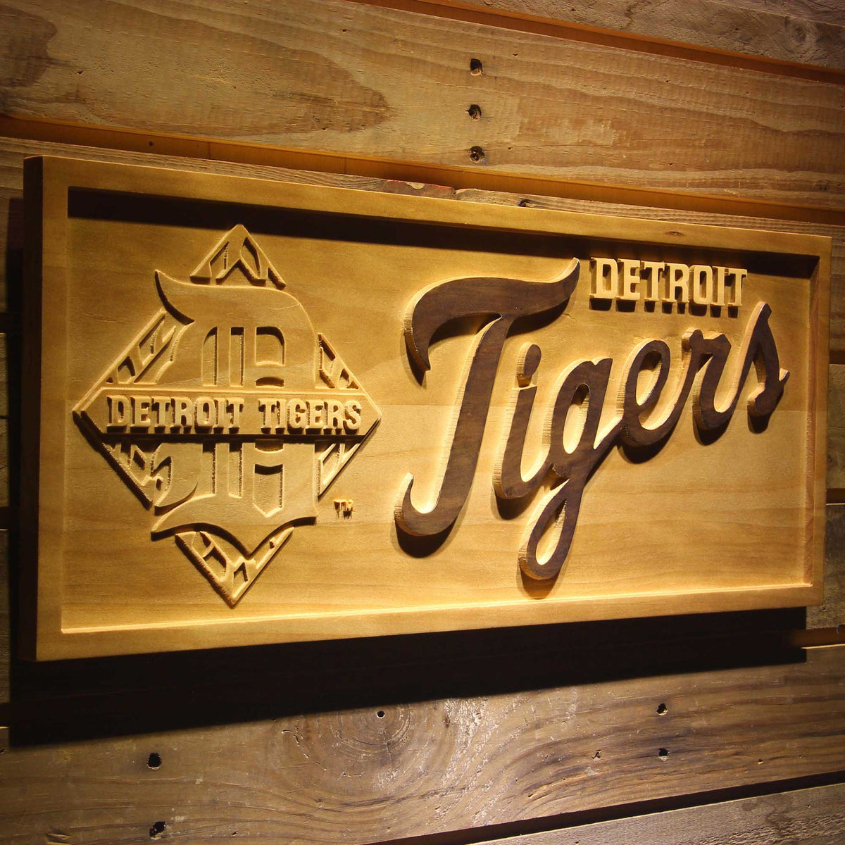 Detroit Tigers Wooden Sign | PROLEDSIGN