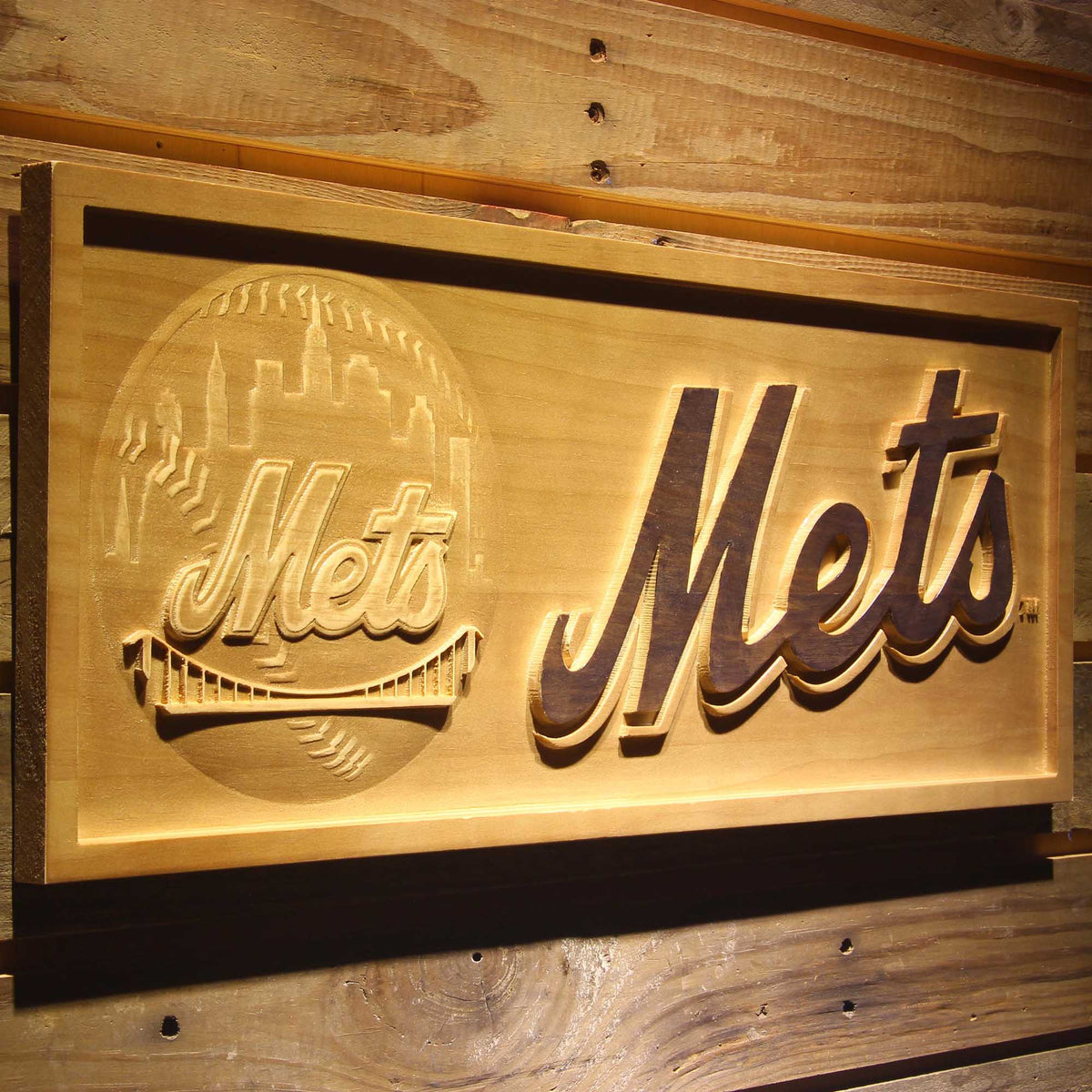 New York Mets Wooden Sign | PROLEDSIGN
