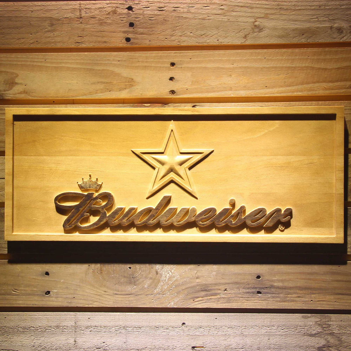 Dallas Cowboys Budweiser Wooden Sign | PROLEDSIGN